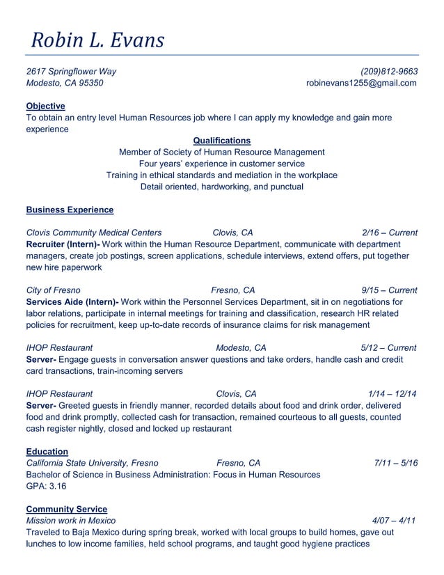 Robin L evans resume | PDF