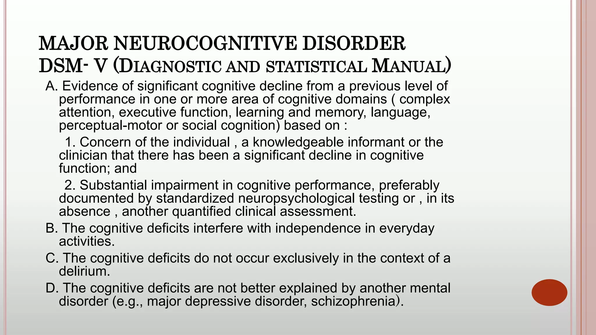 Approach to a patient with dementia | PPTX
