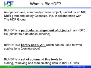 Robinson bosc2010 bio_hdf | PPTX | Databases | Computer Software and Applications