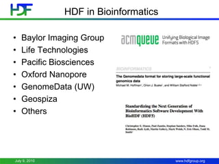 Robinson bosc2010 bio_hdf | PPTX | Databases | Computer Software and Applications