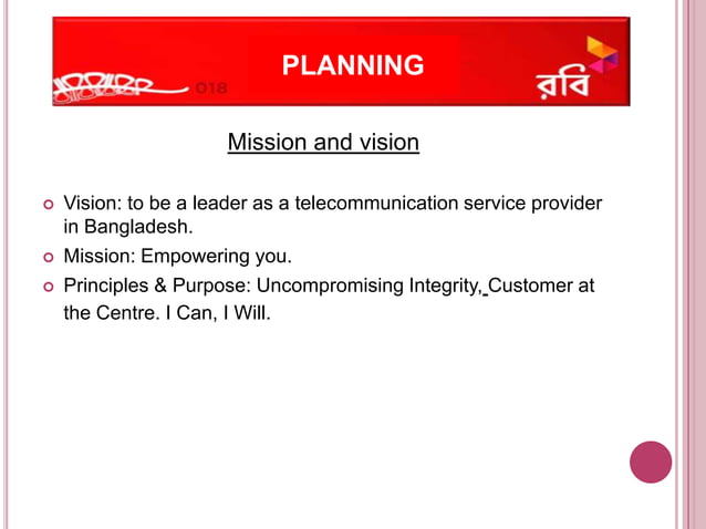 Robi planning (The management functions of Robi Axiata ltd.) | PPTX