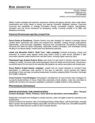 Rob Johnston creative strategist | DOCX | Advertising Industry | Industries