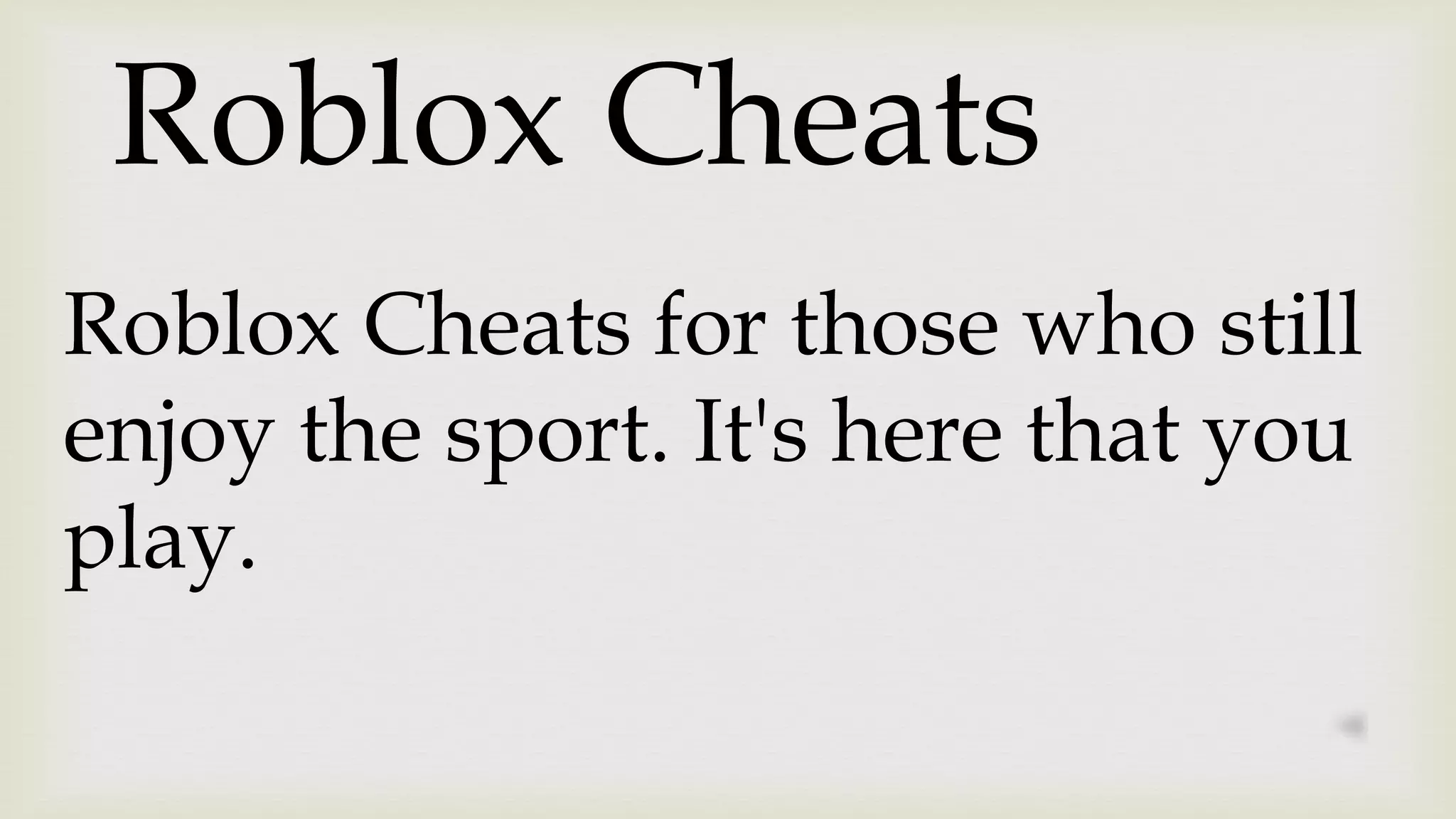 Roblox cheats | PPT