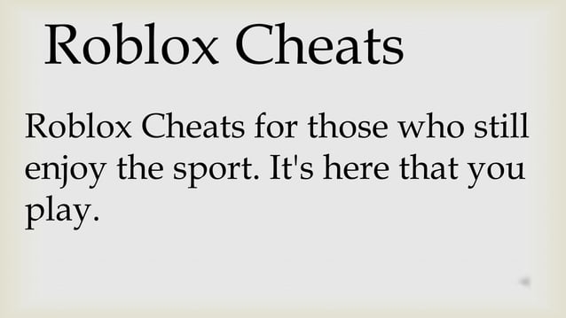 Roblox cheats | PPT