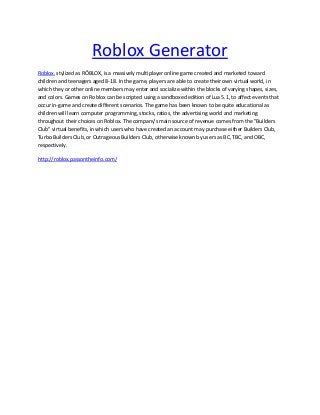 Roblox Generator