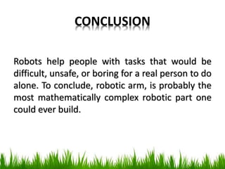 Robotic Arm using flex sensor and servo motor | PPTX