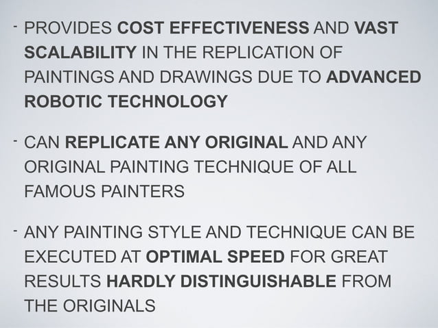 Second Assignment - Idea: Real paintings created by robot arm: Robocasso 3000 | PPT