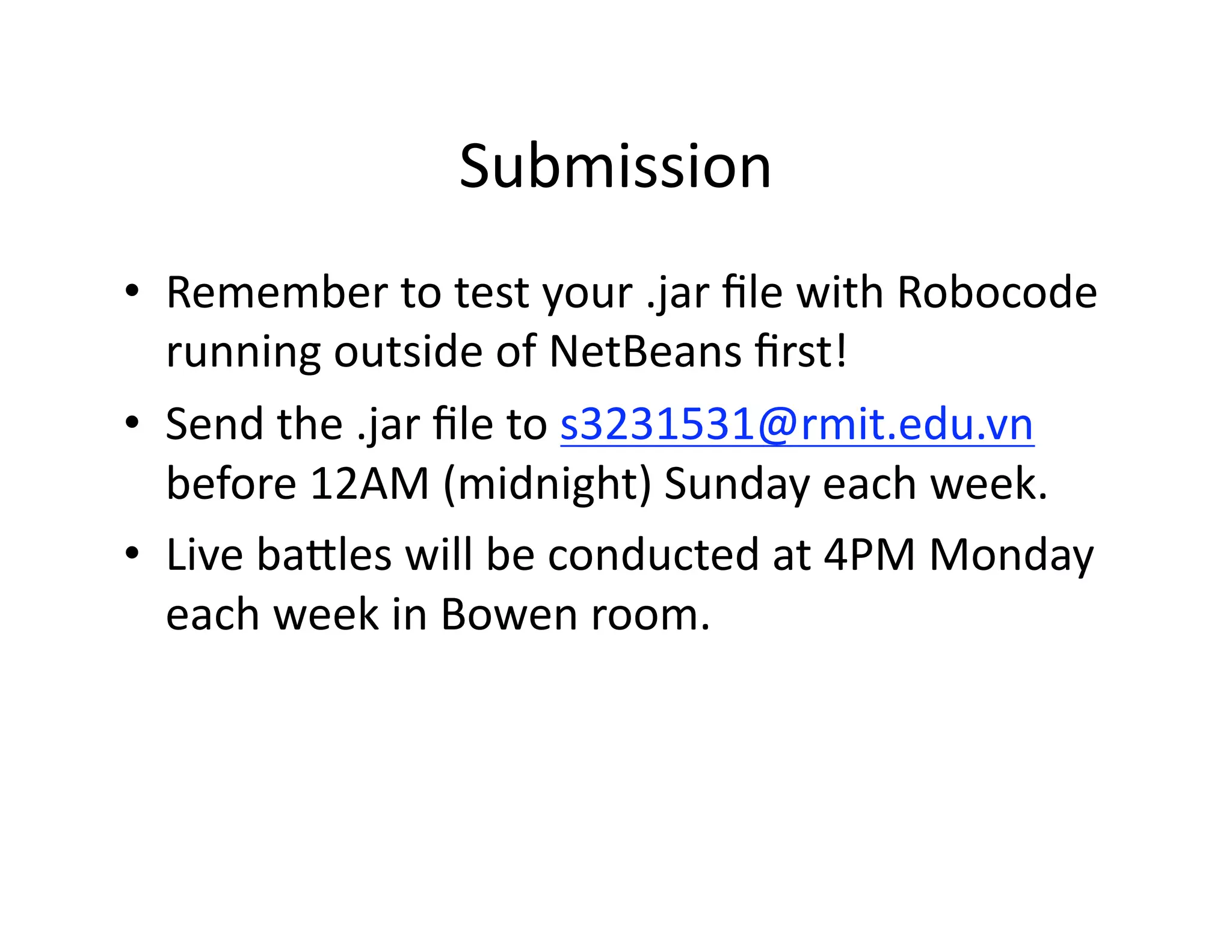 Robocode packaging & submission | PPT