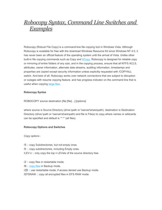 Robocopy syntax