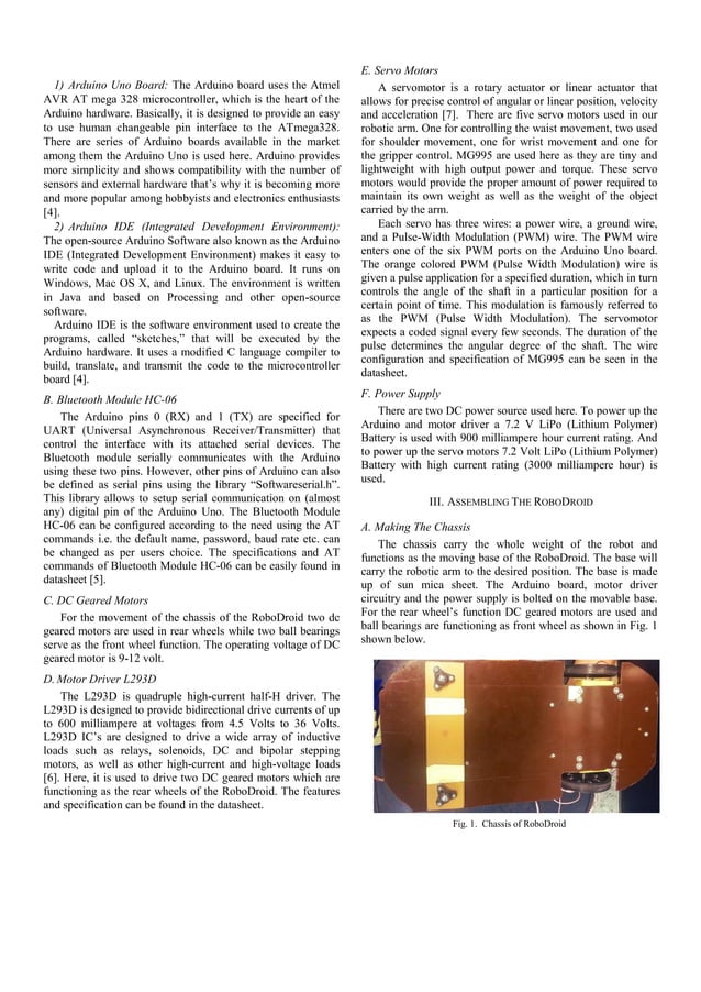 MOBILE CONTROLLED ROBOTIC ARM USING ARDUINO AND HC-06 | PDF