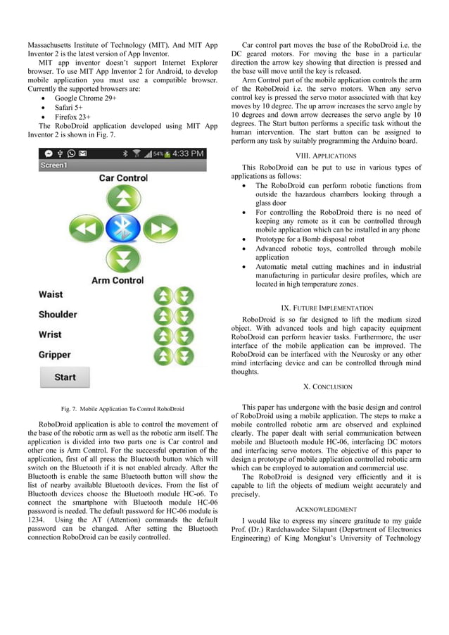 MOBILE CONTROLLED ROBOTIC ARM USING ARDUINO AND HC-06 | PDF