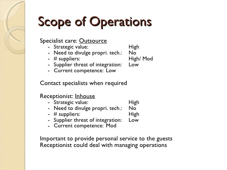 Scope of Operations