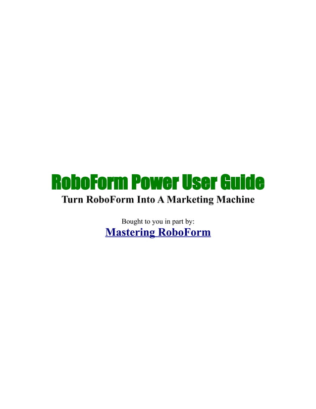 Robo Form Power User Guide | PDF | Computing | Technology & Computing