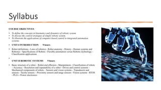 Introduction to robotics and automation for the bachelor of engineering students | PPTX ...