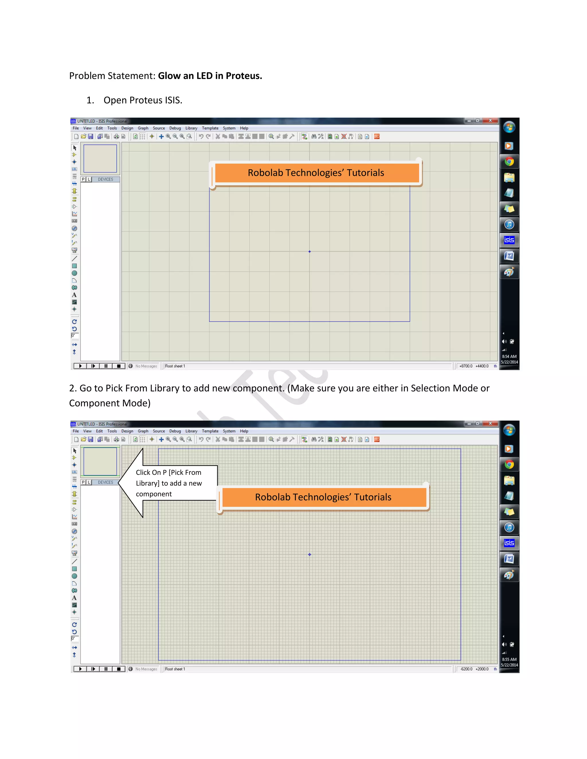 Robolab technologies' tutorial on led glowing- Proteus Simulation | PDF