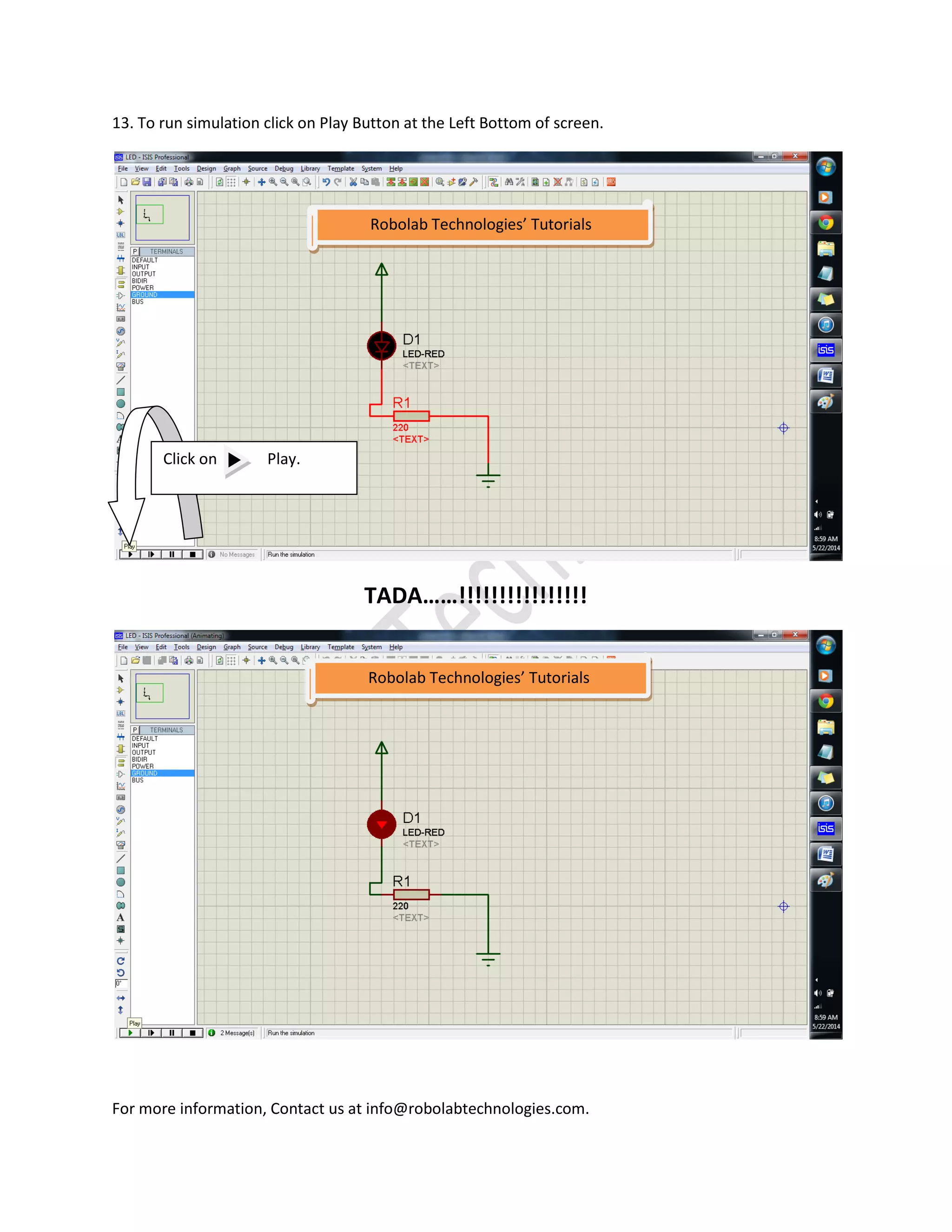 Robolab technologies' tutorial on led glowing- Proteus Simulation | PDF