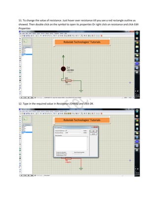Robolab technologies' tutorial on led glowing- Proteus Simulation | PDF
