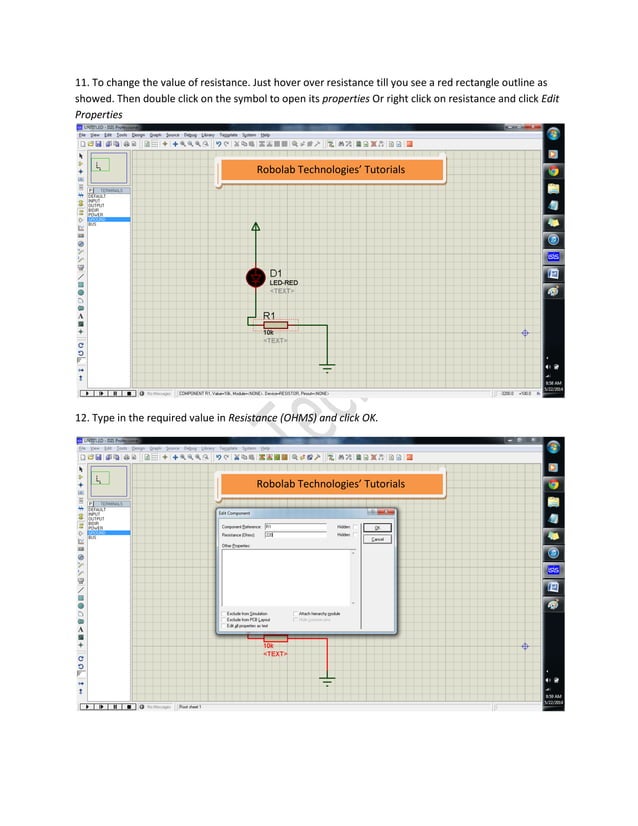 Robolab technologies' tutorial on led glowing- Proteus Simulation | PDF
