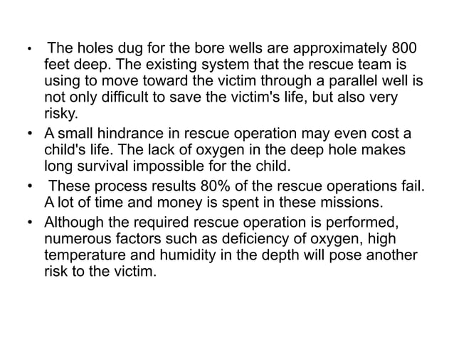 Borewell Rescue system | PPTX | First Aid | Injuries
