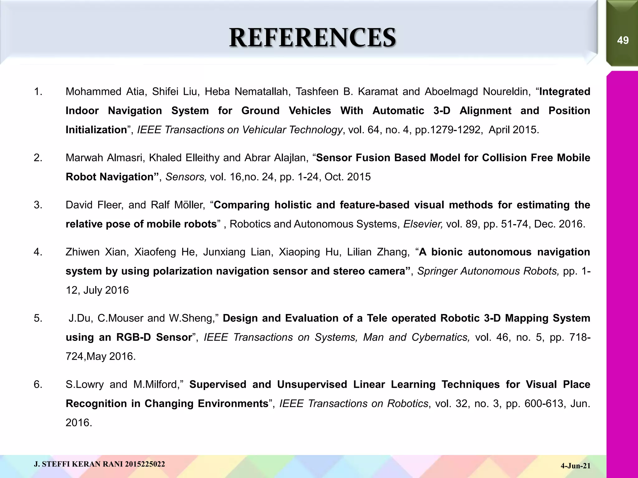 Robust Multisensor Framework For Mobile Robot Navigation In Gnss Denied Environments Ppt