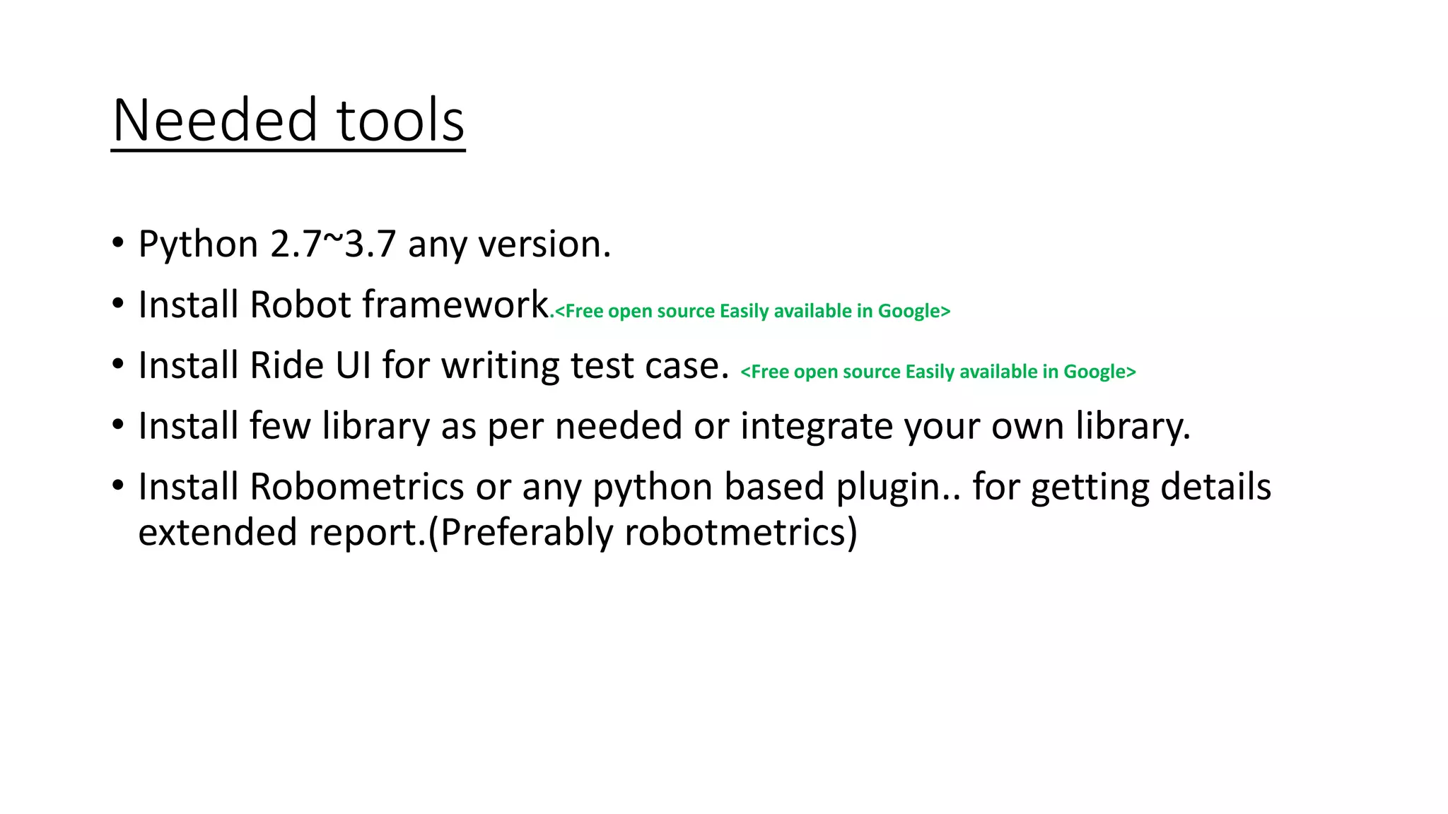 Robot a quick automation frame work | PPTX