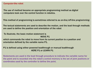 Robot programming , accuracy ,repeatability and application | PPT