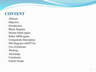 Robot arm control through human hand motion | PPTX