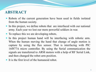 Robot arm control through human hand motion | PPTX