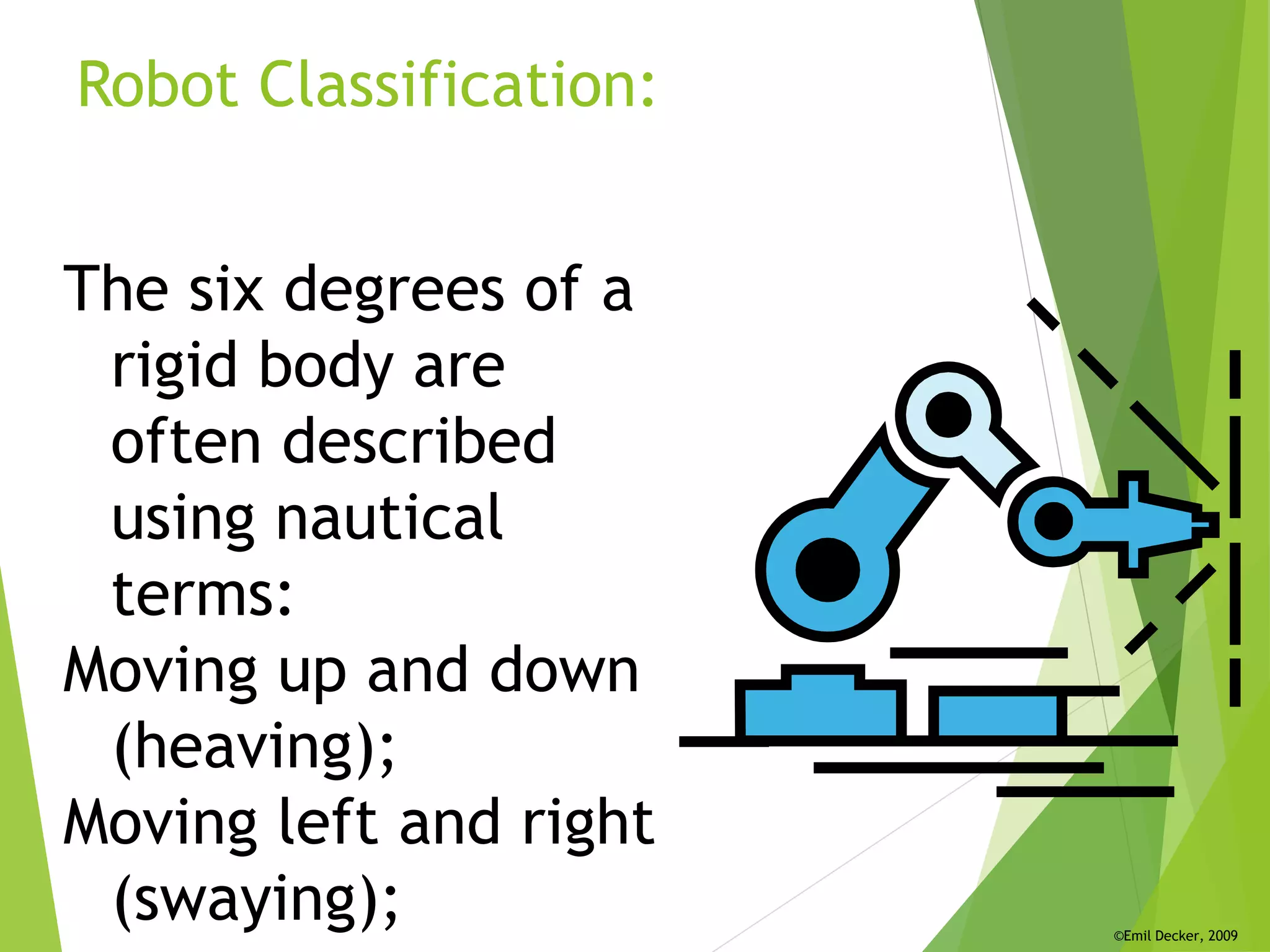 Robot classification working and spesific uitilities of robot | PPTX