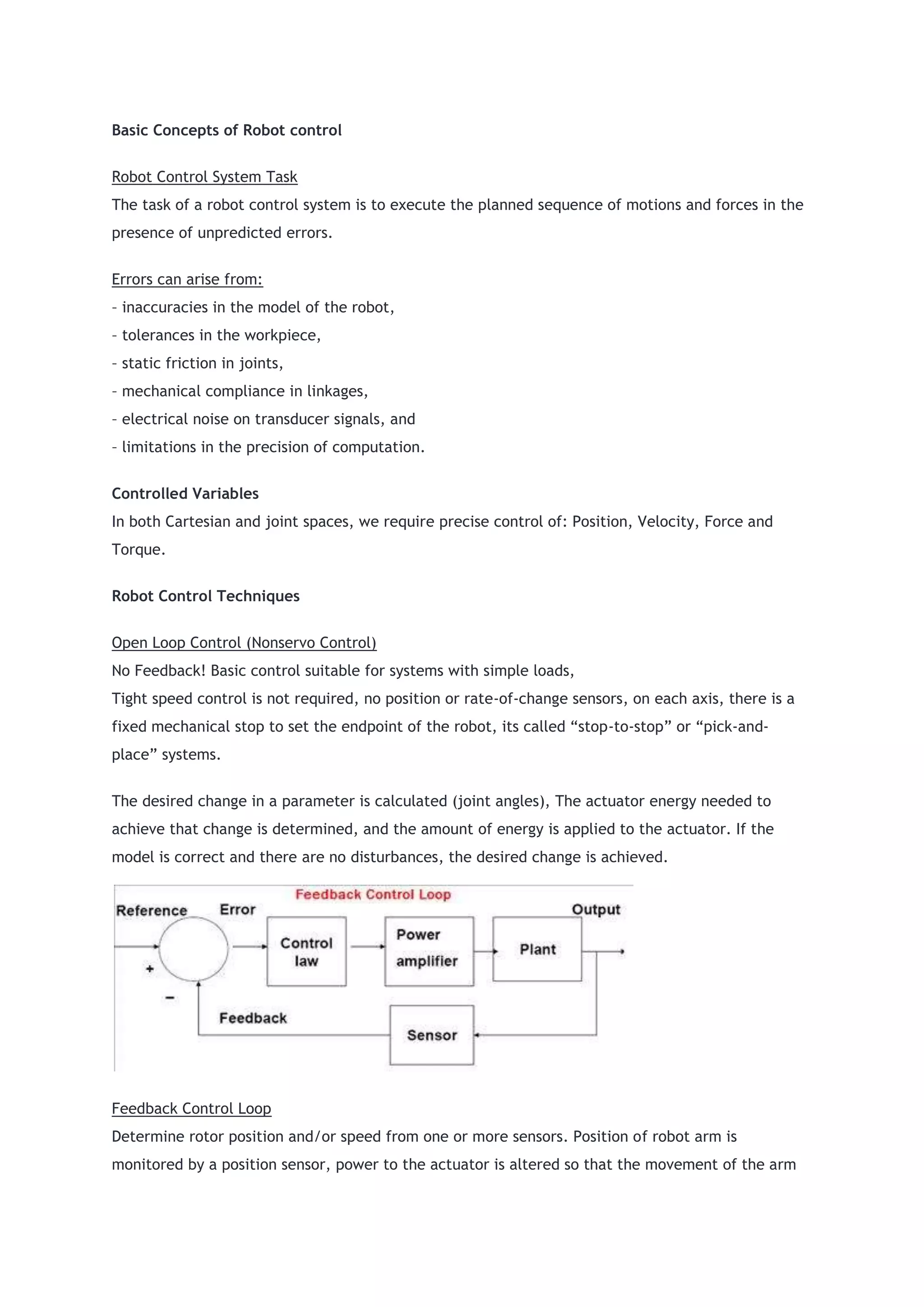 Robot Control Systems Docx Robotics Technology And Computing