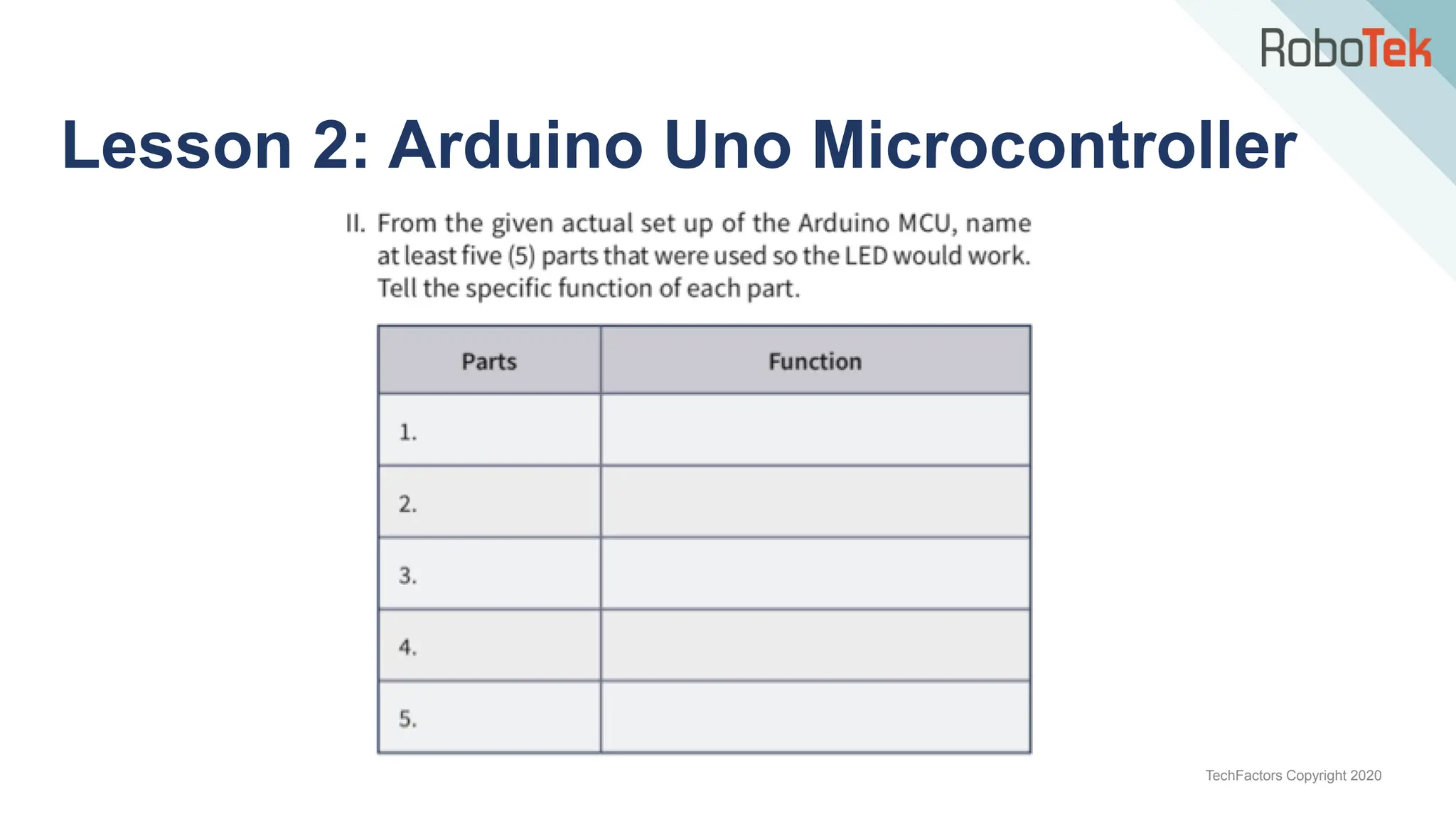 RoboTek Arduino Level 1.pptx | Robotics | Technology & Computing