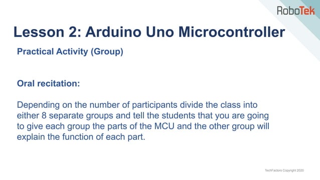 RoboTek Arduino Level 1.pptx | Robotics | Technology & Computing