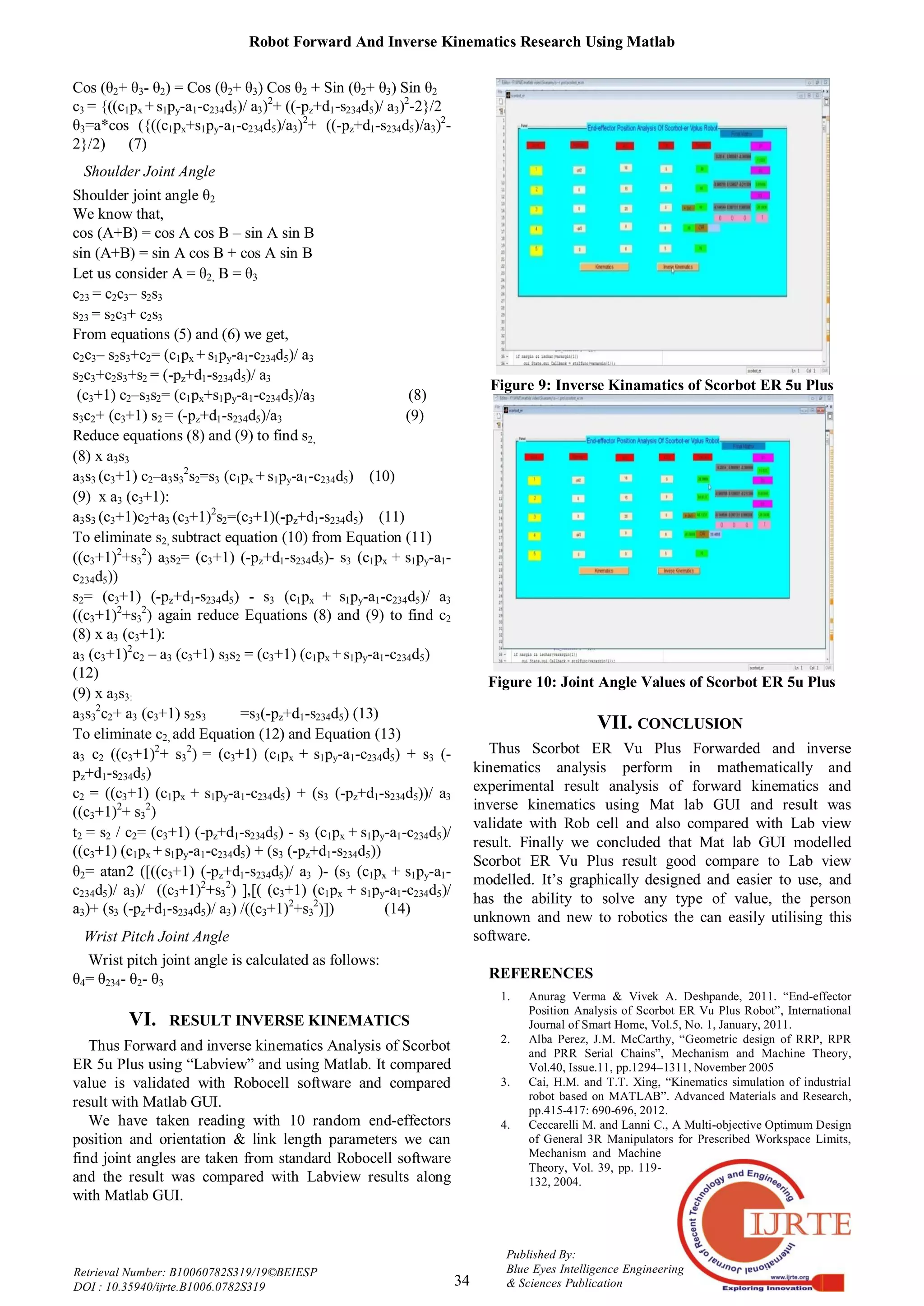 Robot forward and inverse kinematics research using matlab by d ...