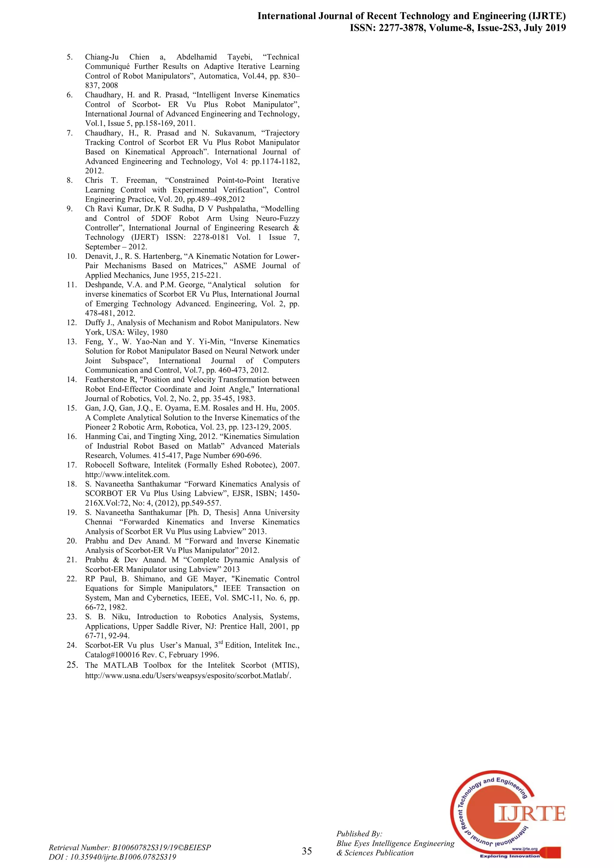 Robot forward and inverse kinematics research using matlab by d ...
