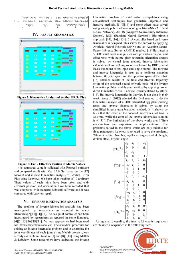 Robot forward and inverse kinematics research using matlab by d ...