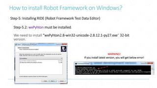 Robot framework | PPTX | Operating Systems | Computer Software and Applications