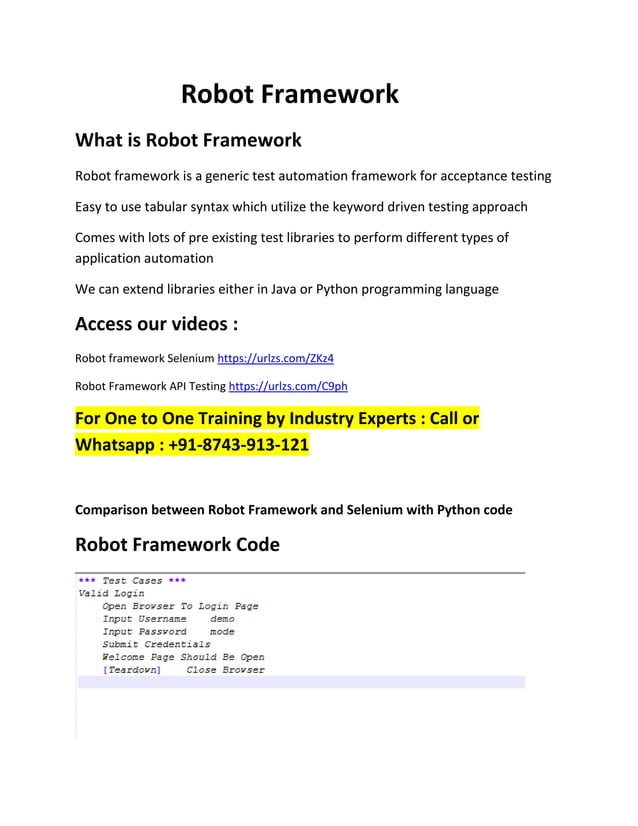 Robot Framework Pdf