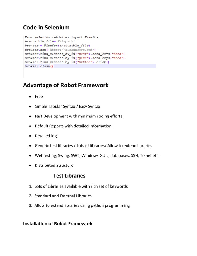 Robot Framework Pdf Programming Languages Computing