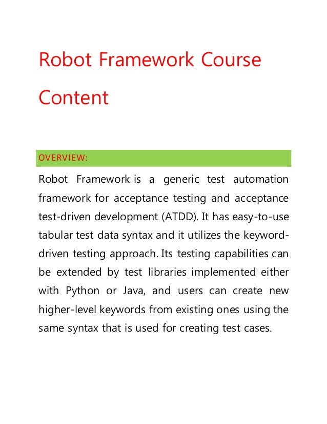 Robot Framework Online Training 5777