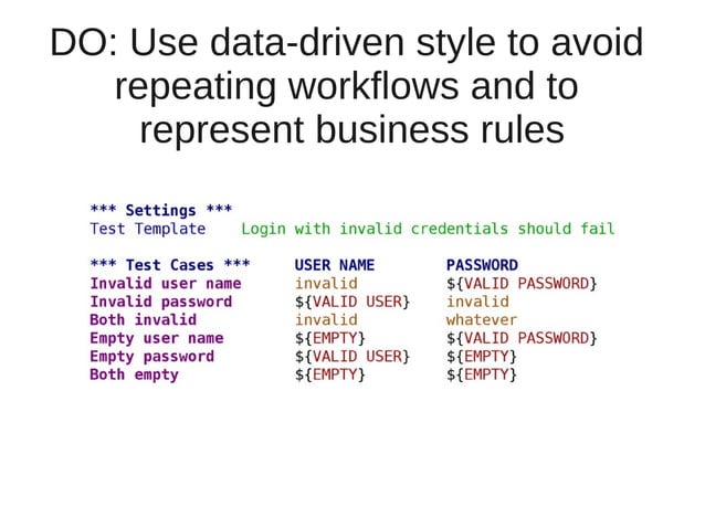 Robot Framework Dos And Don'ts | PDF