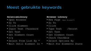 Robot framework en Browser Library | PPT
