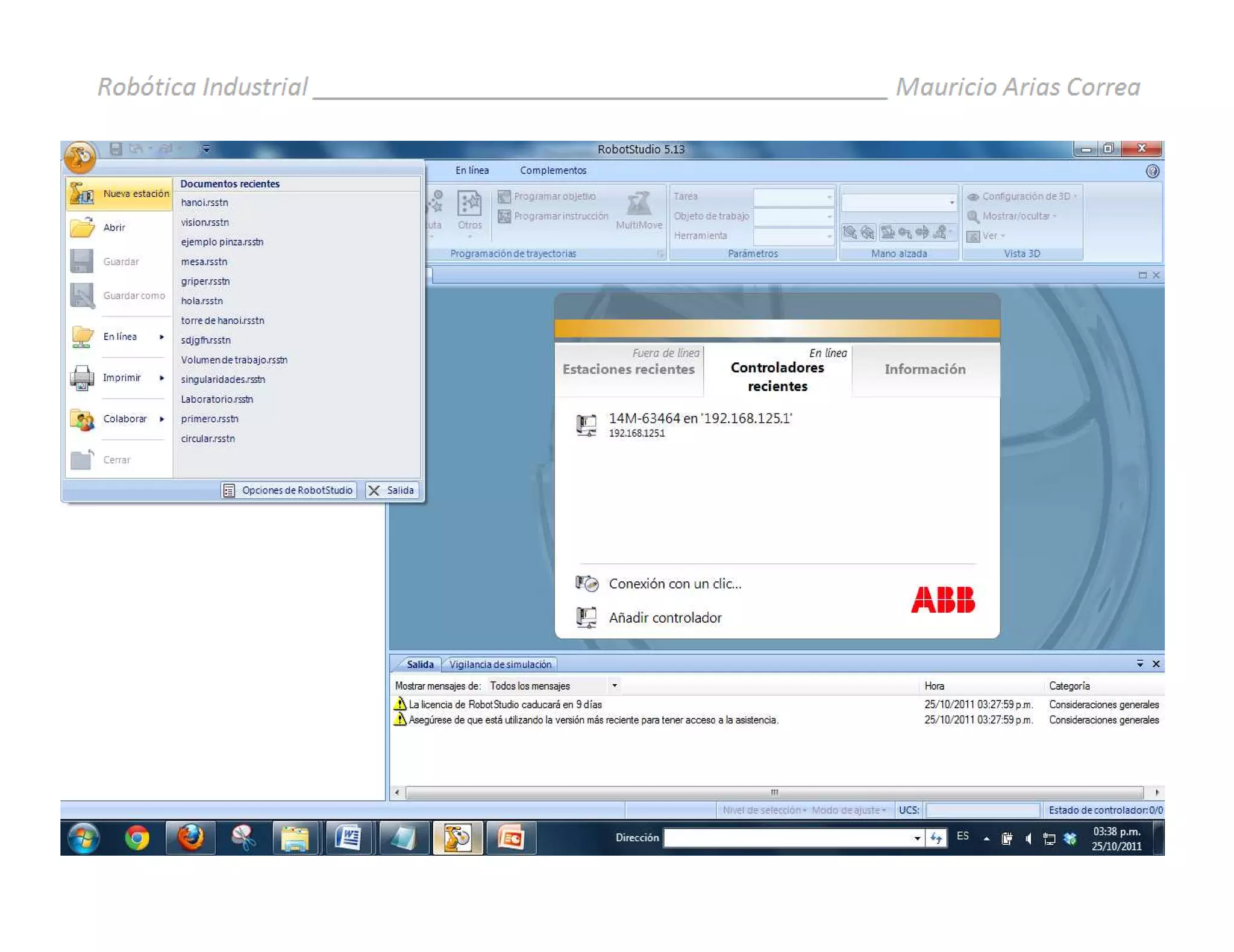 Robotica industrial practicas_tutorial3_mauricioarias_2011-ii | PDF