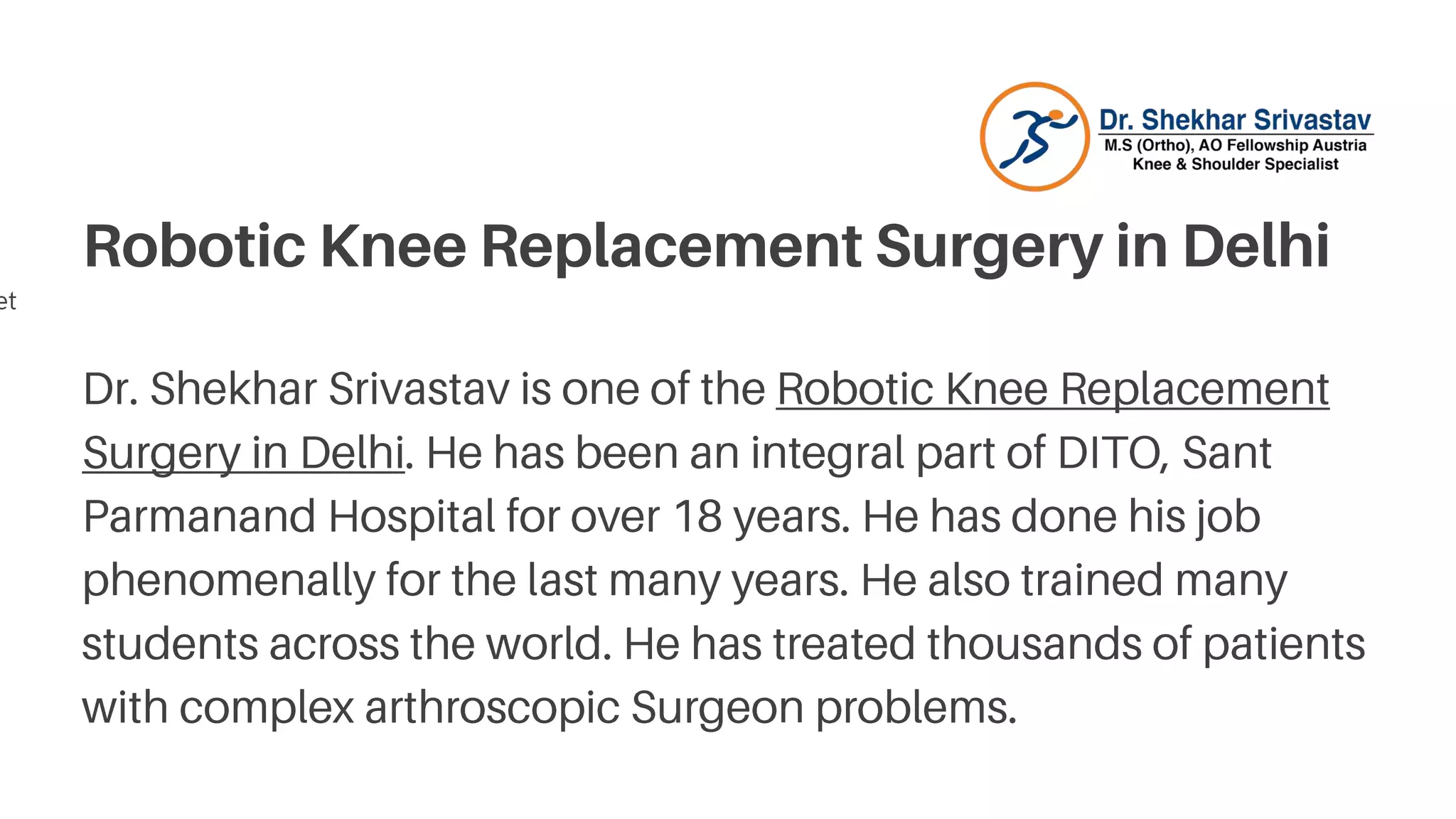 Robotic Knee Replacement Surgery Pptx