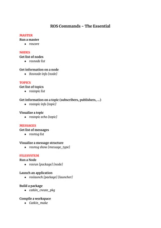 Robotic os (cheatsheet) | PDF