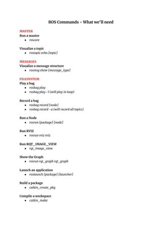 Robotic os (cheatsheet) | PDF