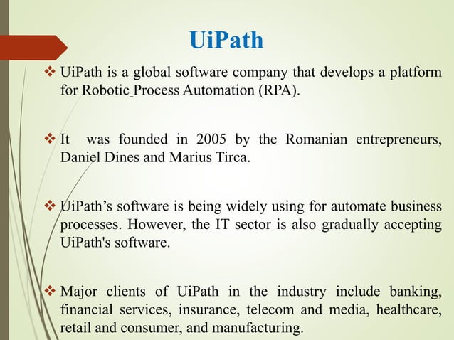 Robotic Process Automation with UiPath Studio | PPTX | Robotics ...