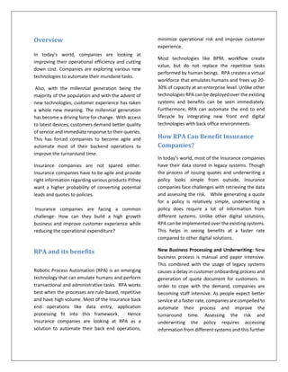 Robotic Process Automation in Insurance Industry | PDF
