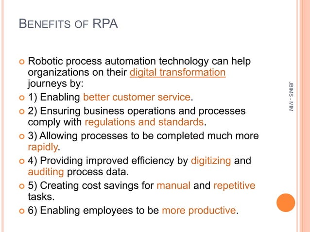 Robotic Process Automation (RPA) | PPTX | Robotics | Technology & Computing