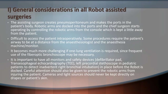 Robotic Surgery- Anaesthesia Considerations | PPTX