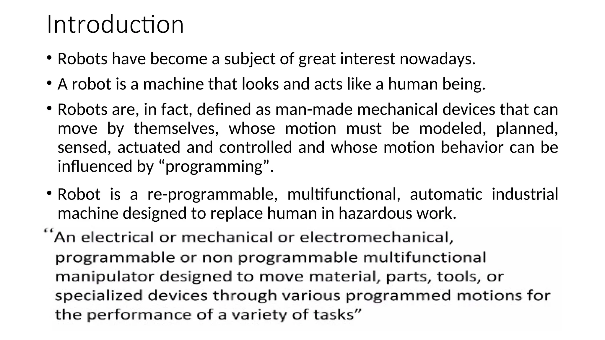 Introduction and basic types of the robots | PPT